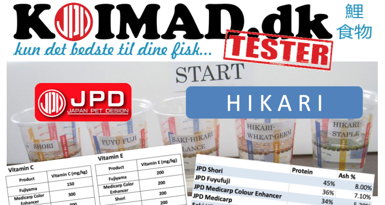 Sammenligning af JPD og Hikari foder - Læs mere på KOIMAD.dk
